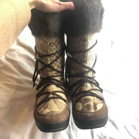 Coach | Shoes | Coach Winter Boots Fur Trim Fleece Lined Sz 75 | Poshmark